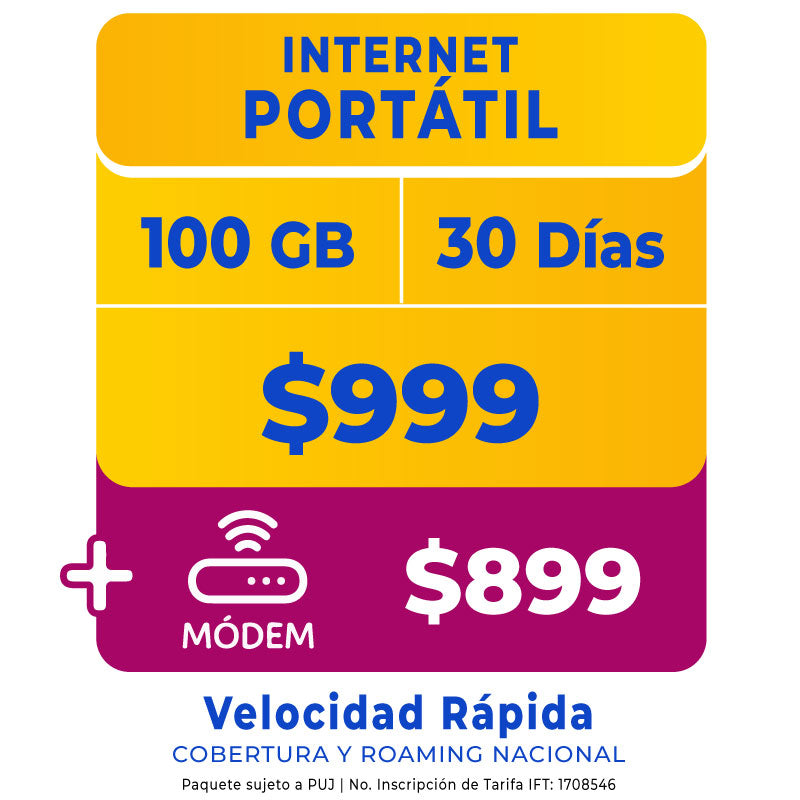 Internet portátil - SIM 100 GB + Módem – Mexfonmx